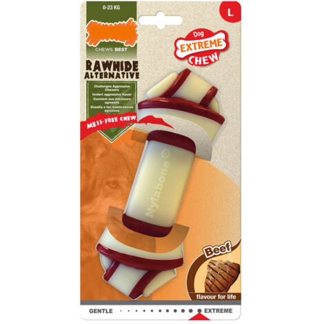Teether de dog nylabone rawhide knot size l nylon calf