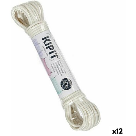 Corde à linge en PVC blanc 10 m (12 pcs.)