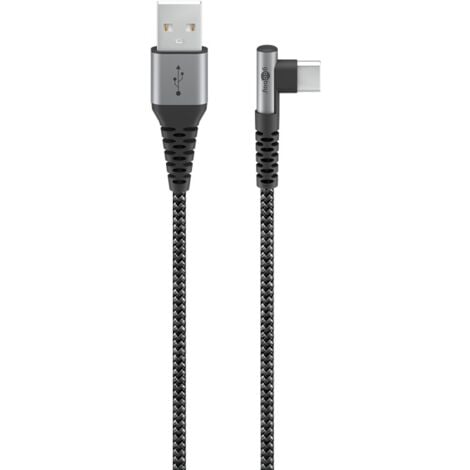 Câble Textile USB-C™ vers USB-A avec Fiches Métalliques (Gris Sidéral ...
