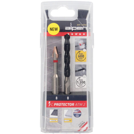 Foret carrelage gres cerame ALPEN C PROTECTOR D.8mm perçage à sec 2 ...