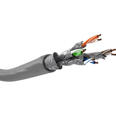 Câble Réseau CAT 6A, S/FTP (PiMF), gris, Conducteur en cuivre (CU), AWG ...