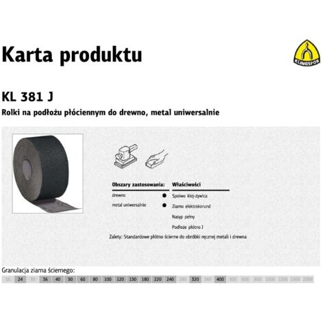 Rouleau of Papier de verre Klingspor KL381J 150mm Grit 320 (50m ...