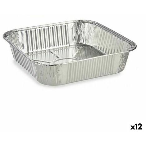 Set of bols of jetable cuisine carré aluminium 20,5 x 6,5 x 20,5 cm (12 ...