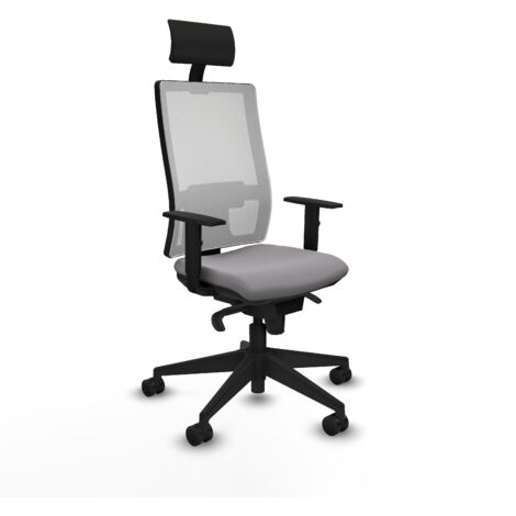 Synchro ottoman mesh blanc gris faux cuir accoudoirs gris base ...