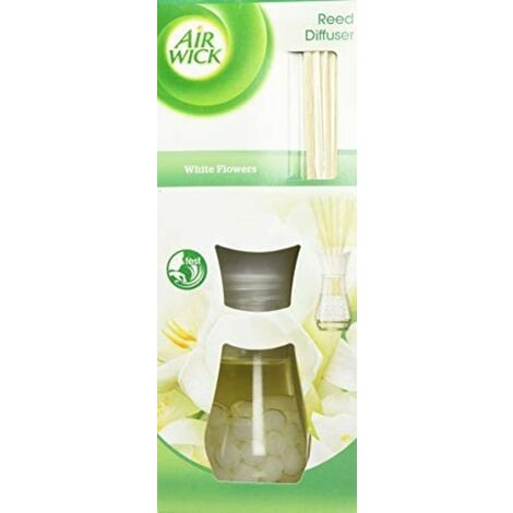 Air Wick - Set diffuseur de parfum fleur blanche et 5 bâtonnets, 25 ml.