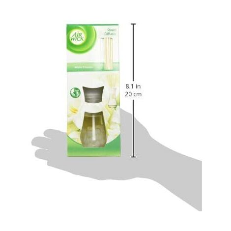 Air Wick - Set diffuseur de parfum fleur blanche et 5 bâtonnets, 25 ml.