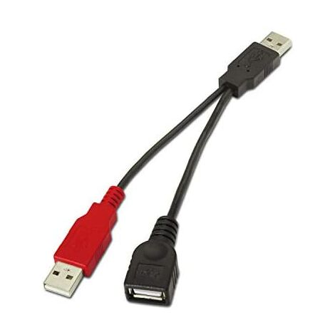 Aisens - usb 2.0+câble d'alimentation, type a/m+a power/m-a/h, noir, 15cm