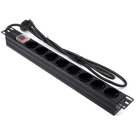 19" 8 X Schuko Rack Power Strip With Switch For Networking