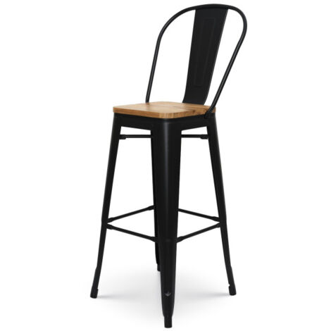 Lot de 4 tabourets de bar en métal noir mat style industriel H76 cm ...