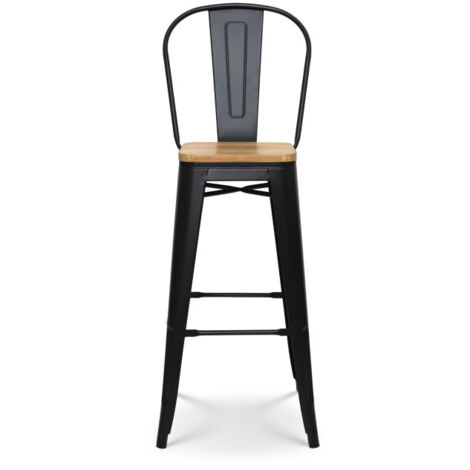 Lot de 4 tabourets de bar en métal noir mat style industriel H76 cm ...