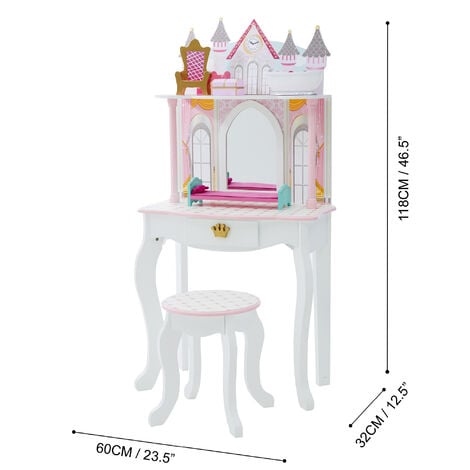 Teamson Kids Dreamland Castle 2 pc. Wooden Vanity Play Set Pink White
