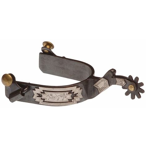 Éperons américains en fer noir avec décor navajo sur le côté