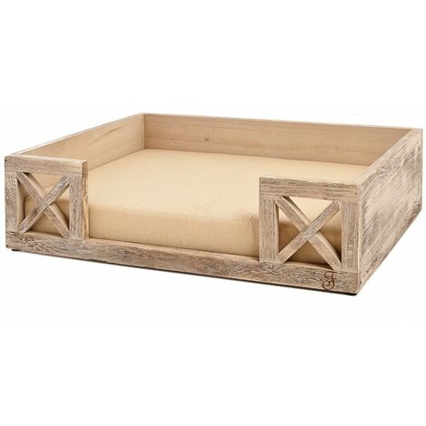 Panier lit pour chien design velours gris et bois de pin 70 cm ...