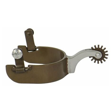 Eperons western en acier avec bandes brunes