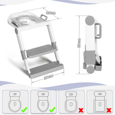 Hengda Riduttore per wc per bambini pieghevole e regolabile con gradini ...