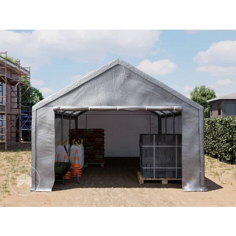 Toolport – Tente de stockage 4x8 m – Bâche PE 350 N étanche – Structure ...