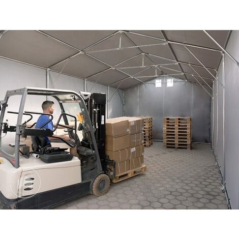 5x8m hangar TOOLPORT, PVC 850 N, H. 3m avec porte actionnée par traction