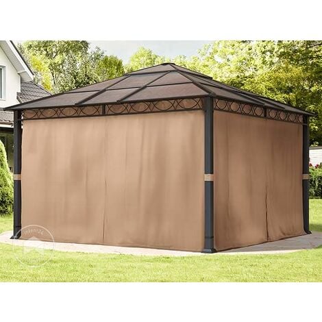 Pavillon de Jardin 4x4 m Pavillon ALU Deluxe imperméable 4 côtés, Toit ...