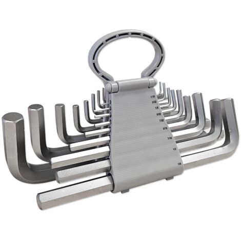 Jeu cles males 6 pans allen btr longues en pouces 1/16 a 3/4 -17 pcs