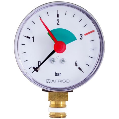 Afriso Manometer Anzeigebereich 0/4 bar HZ 63, G 3/8" B, axial 63909