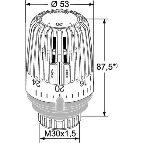 Heimeier Thermostatkopf mit Temp. Sollwertbereich weiß 600000600