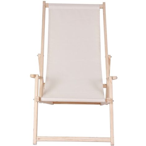Melko Campingliege mit Armlehne Holz Freizeitliege Beige Terassenliege ...