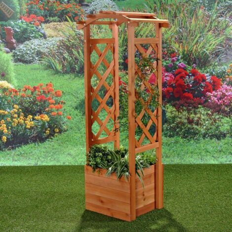 Melko Pot de fleurs avec arche de rose en bois 48 cm × 39 cm × 129,5 cm ...