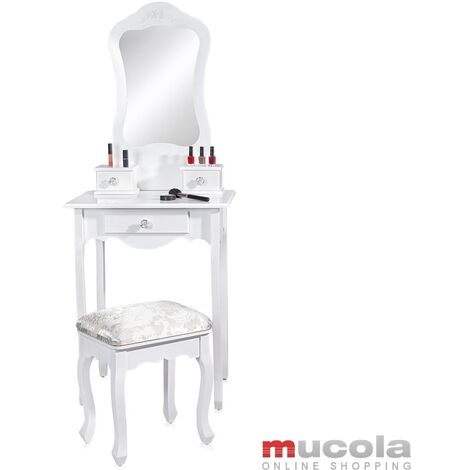 Melko Coiffeuse en shabby chic avec compartiment de rangement et ...