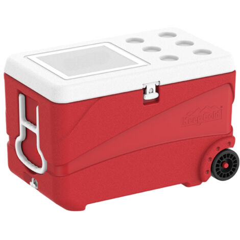 Deluxe Icebox Keep Cold Ghiacciaia Portatile con Ruote Rosso 80L