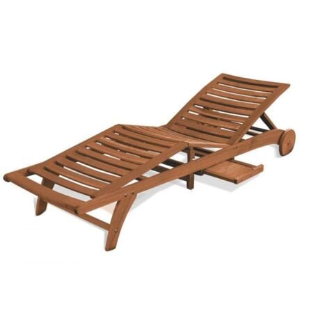 Dmora Bain de soleil en bois d'eucalyptus avec dossier et pieds réglables, avec plateau, coloris ...