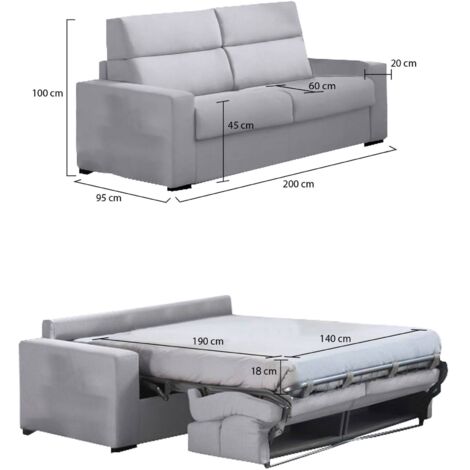 Dmora - Sofá cama 2 plazas Ecate, Sofá convertible para salón ...