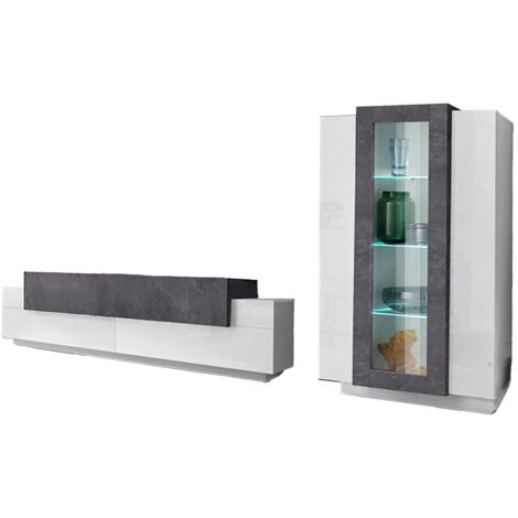 Pared Modular Isaia, Made in Italy, 45x280x120h cm Blanco Cemento