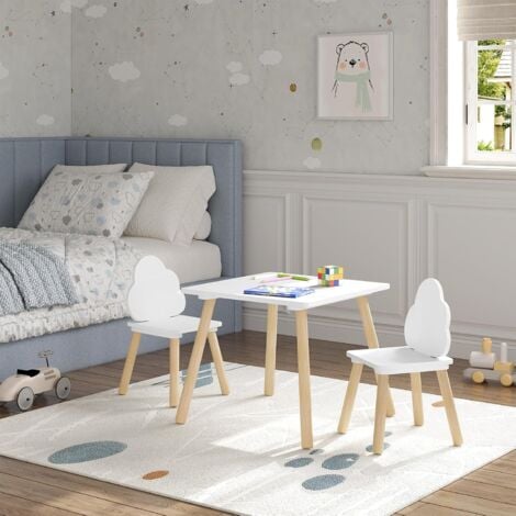 WOLTU Table Enfant en MDF avec 2 Chaises, Ensemble de Table et Chaises pour Enfants, 1 Table ...