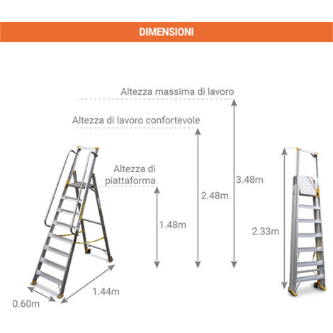 Scala 7 gradini - Altezza massima di lavoro 3.48m - 9307-R