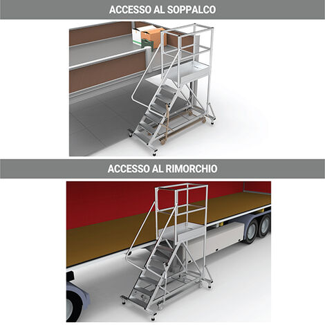 Piattaforma con ruote 3 gradini - Altezza massima di lavoro 2.60m ...