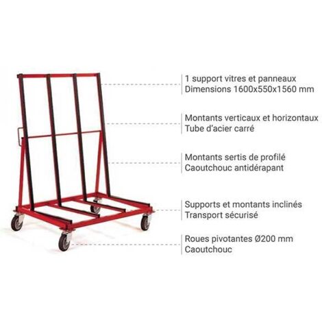 Carrello porta vetri 1 lato - carico max 500 kg - ZAUF15D4N