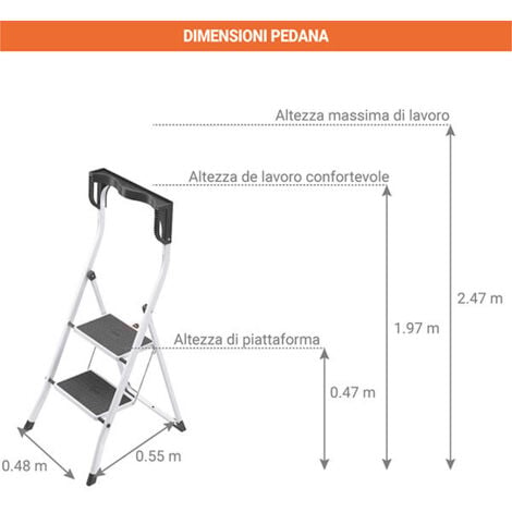Scalino 2 gradini - Altezza massima di lavoro 2.47m - 4342-011