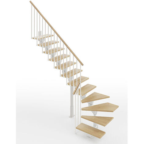 Scala 1 giro 15 gradini - Larghezza 95cm - Legno e bianco - KNOCK95/L ...