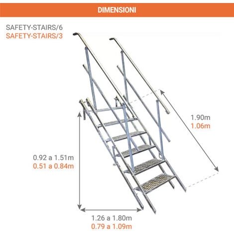 Scale industriali de 30 à 55° - 3 gradini - Altezza massima 0.84m ...