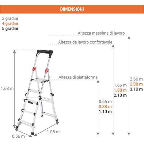 Scaletta telescopica 3 à 5 gradini - Altezza massima di lavoro de ...