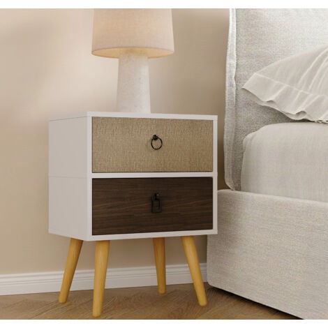 Table de chevet Table de Nuit Meuble de Chevet 2 Tiroirs Table d ...