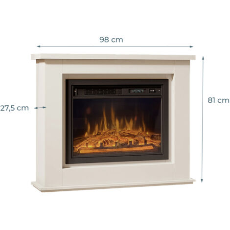 Meuble avec cheminée électrique pour salon, laqué blanc, LED ...
