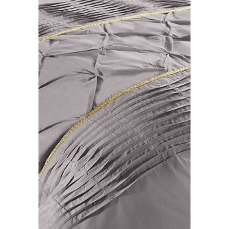 Homespace Direct Eleanor Lux Pin Tuck Duvet Cover Set Silver Super King ...