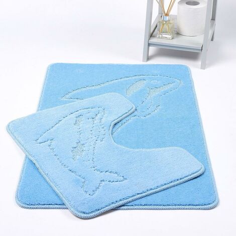 Dolphin Bath Mat 2 Piece Set Non-Slip Pedestal and Bath Mat Toilet ...