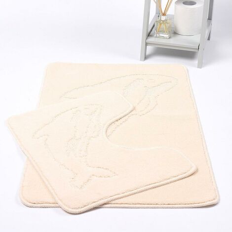Dolphin Bath Mat 2 Piece Set Non-Slip Pedestal and Bath Mat Toilet ...