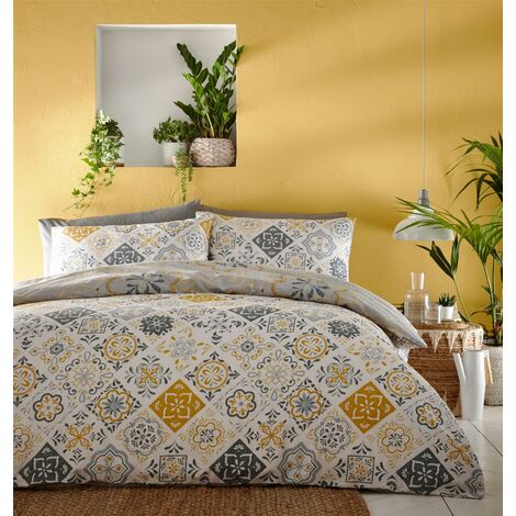 Portfolio Morocco Ochre Duvet Cover Set Reversible Bedding Bed Set ...