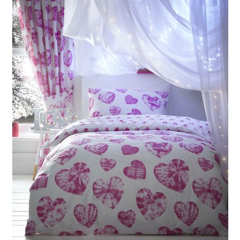 Children's Single Duvet Cover Set Girl's Bedding Bed Set Tie-Dye Hearts ...