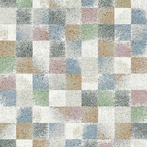 Mehari Pastel Squares 133x195cm Large Rug Carpet Thick Pile Rugs Living ...