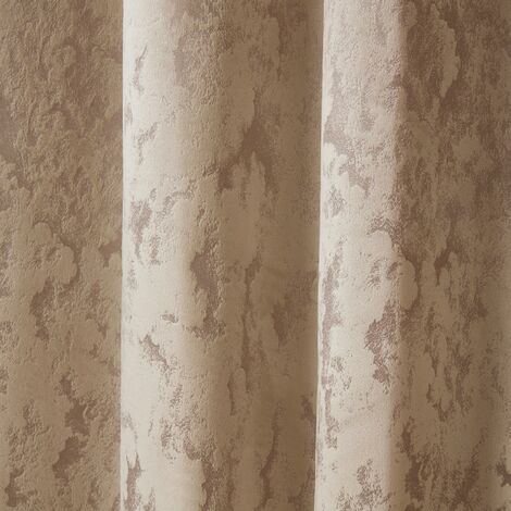 Sundour Malmo Faux Distressed Velvet Natural Fully Lined Eyelet Curtain ...