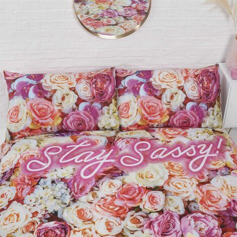 Rapport Stay Sassy Bright Floral Roses Single Duvet Cover Set Bedding ...